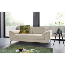 Sit & More sit&more 2-Sitzer &raquo;Percy&laquo; 12 cm Fu&szlig;h&ouml;he, Sitztiefenverstellung, wahlweise Kopfteilverstellung beige B/H/T: 197cm x 112cm, Luxus-Microfaser Paris,mit 