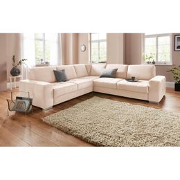 Sit & More sit&more Ecksofa &raquo;Santorini L-Form&laquo; mit Federkern und Sitztiefenverstellung, wahlweise mit Schlaffunktion beige Struktur (100% Polyester);Struktur 