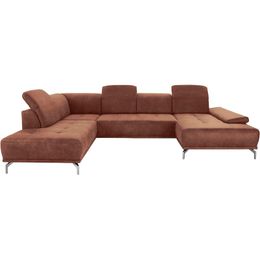 OTTO home Wohnlandschaft &raquo;Caluna&laquo; Inkl.Sitztiefenverstellung, wahlweise mit Kopf- und Armteilverstellung braun Flachgewebe Mura: (100% Polyester);