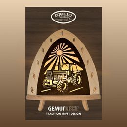 Weigla LED Dekolicht &raquo;Traktor, BxHxT: 30x32x6 cm&laquo; E14 Dekolampe aus dem Erzgebirge, Holz Buche braun H: 32cm
