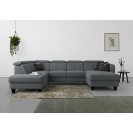 Sit & More sit&more Wohnlandschaft &raquo;Belluci U-Form&laquo; Kopfteilverstellung und Federkern, wahlweise mit Schlaffunktion grau B/H/T: 321cm x 85cm x 195cm, Luxus-