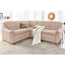 DOMO collection Ecksofa &raquo;Lale zeitlose Formensprache, komfortabel, Breite 251cm, L-Form&laquo; mit langem Schenkel, wahlweise mit Bettfunktion beige 