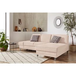 Sit & More sit&more Ecksofa &raquo;Clio L-Form&laquo; optional Schlaffunktion oder Vorziehsitz und Bettkasten, Federkern beige B/H/T: 246cm x 89cm x 165cm, Luxus-Microfaser 