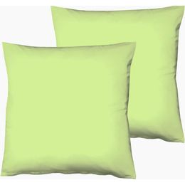 Fleuresse Kissenbez&uuml;ge &raquo;Colours&laquo; edler, b&uuml;gelfreier Interlock-Jersey aus 100% Baumwolle gr&uuml;n Interlock-Jersey, Obermaterial: 100% Baumwolle B/L: 40cm 