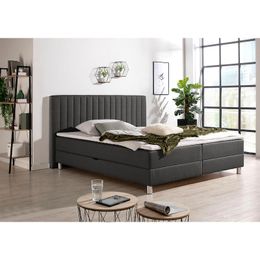 Maintal Boxbett mit Bettkasten und Kaltschaum-Topper grau Bonellfederkern H3, Liegefl&auml;che B/L: 180cm x 200cm, Gewicht bis: 100 kg + 100 kg H3 + H3, Federkern-