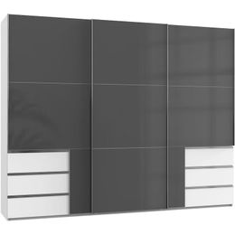 wimex Schwebet&uuml;renschrank &raquo;Level by fresh to go&laquo; mit Glast&uuml;ren wei&szlig; B/H/T: 300cm x 236cm x 65cm, Schubladen: 6 Stk. T&uuml;ren: 3 Stk.