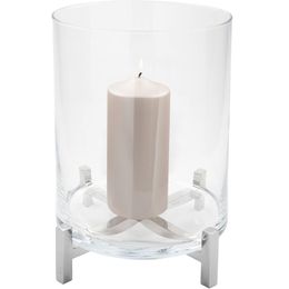 Fink Windlicht &raquo;YONO, Weihnachtsdeko&laquo; aus Edelstahl und Glas silber Edelstahl, Glas B/H/T: 26cm x 35cm x 26cm