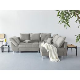 Collection AB Ecksofa &raquo;Innsbruck L-Form, B: 247 cm&laquo; 3 Zierkissen, Federkern grau Microfaser PRIMABELLE (100% Polyester), Struktur (90% Polyester, 10% 