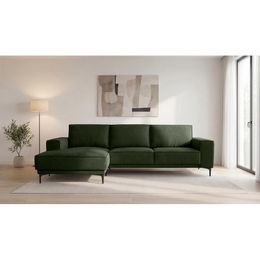 OTTO home Ecksofa &raquo;OLAND Struktur L-Form, B: 280 cm, Skandi-Design&laquo; L-Form, 280 cm, Wellenunterfederung, Skandi-Design, Metallf&uuml;&szlig;e gr&uuml;n 100% Polyester