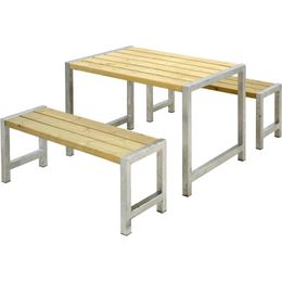 Plus Garten-Essgruppe &raquo;Cafegarnituren&laquo; 3 Stk. tlg. bestehend aus: Tisch und 2 B&auml;nke beige B/H/T: 185cm x 73cm x 127cm