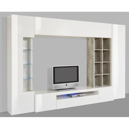 OTTO home Wohnwand &raquo;New Egypt, Anbauwand, Medienwand, Wohnzimmerwand&laquo; Set, 2 Klappen,2 kleine T&uuml;ren,2 gro&szlig;e T&uuml;ren, 5 Stk. tlg. wei&szlig; Glas, 