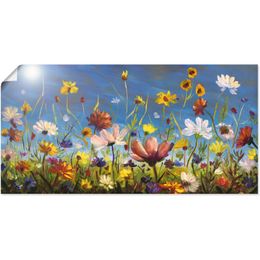 Artland Wandbild &raquo;Wildblumenwiese blauer Himmel&laquo; Blumenwiese 1 Stk. tlg. als Leinwandbild, Poster in verschied. Gr&ouml;&szlig;en bunt B/H/T: 150cm x 75cm, Poster 