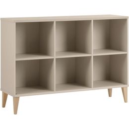 Paidi Sideboard &raquo;JONTE in Beige, 6 offene F&auml;cher&laquo; B/H/T ca. 124/87/38cm, Cashmere-Beige, stabiles Regal mit Massivholz-F&uuml;&szlig;en, offenes Standregal beige