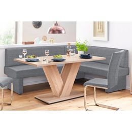 Home Affaire Eckbank &raquo;Nils&laquo; Sitz und R&uuml;cken gepolstert, verschiedene Qualit&auml;ten grau Holzwerkstoff, Massivholz, Polyester B/H/T: 222cm x 89cm x 162cm,