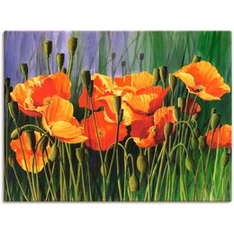 Artland Leinwandbild &raquo;Mohnblumen I&laquo; Blumen 1 Stk. tlg. auf Holzrahmen gespannt rot Leinwand B/H/T: 80cm x 60cm, Leinwandbild Blumen Querformat, 1 Stk.