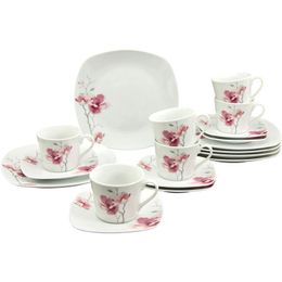 Creatable Kaffeeservice &raquo;Amelie Aiko, Kaffee-Service 18-tlg&laquo; Blumendekor wei&szlig; Porzellan 18 Stk.