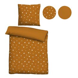 Wendebettw&auml;sche &raquo;0400869&laquo; 2 Stk. hautsympathisch, 100% Baumwolle, Rei&szlig;verschluss, ganzj&auml;hrig nutzbar gelb Renforc&eacute;, Obermaterial: 100% Baumwolle B/L: 
