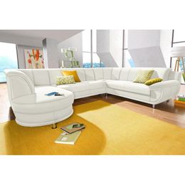 Trendmanufaktur Wohnlandschaft &raquo;Rondo, wahlweine mit Federkern, Breite 320cm, U-Form&laquo; inkl.Federkern und mit Bettfunktion wei&szlig; Softlux -Kunstleder;