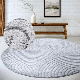 ELLE DECORATION Designteppich &raquo;Cosy Panglao, auch als Rundteppich erh&auml;ltlich&laquo; rund 14 mm H&ouml;he uni Kurzflor, Hoch Tief Struktur, modern, Skandi, Boho, 