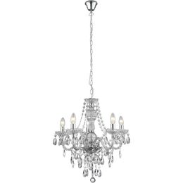 Searchlight Pendelleuchte &raquo;Marie Therese-5Lt-Pendelleuchte - Klarglas & Acryl&laquo; E14 1 Stk. silber H: 57cm, 1 Stk.