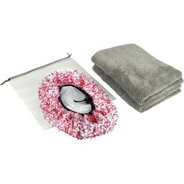 APA Mikrofasertuch &raquo;Waschb&uuml;rsten Bezug und Mikrofasert&uuml;cher&laquo; (Mikrofaser 12 cmx22 cm Set, Waschb&uuml;rsten Bezug und 2 Mikrofasert&uuml;cher, 3 Stk. tlg. grau 