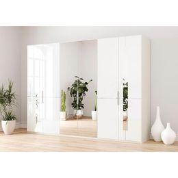 Musterring Kleiderschrank &raquo;Imola W&laquo; inkl. Einlegeb&ouml;den und Kleiderstangen, mit Glas- und Spiegelt&uuml;ren wei&szlig; Floatglas, Holzwerkstoff B/H/T: 295,2cm x 236cm x 58cm