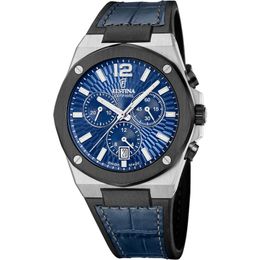 Festina Herren Chronograph &raquo;Vallee&laquo; Quarzuhr, Armbanduhr, Herrenuhr, Swiss Made, Lederarmband, analog, Tag Einheitsgr&ouml;&szlig;e