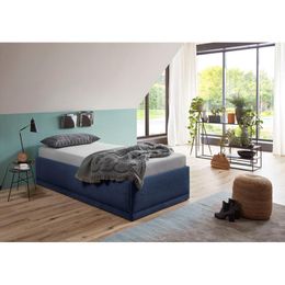 Westfalia Schlafkomfort Polsterbett &raquo;Texel&laquo; Komforth&ouml;he mit Zierkissen, Bettkasten bei Ausf&uuml;hrung mit Matratze blau Bezug Bett: Veloursstoff 100% Polyester oder Microfaser (