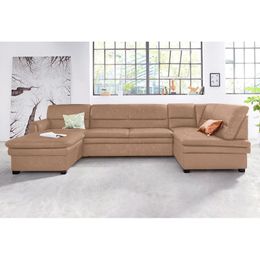 Sit & More sit&more Wohnlandschaft &raquo;Pisa U-Form&laquo; mit Federkern, wahlweise mit Schlaffunktion braun Flachgewebe (100% Polyester);Luxus-Microfaser1 (100% Polyester