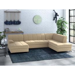 Home Affaire Wohnlandschaft &raquo;Balme, moderne Formensprache, zeitloses Design, U-Form&laquo; Inkl. Zierkissen, wahlweise mit Bettfunktion beige 100% Polyester