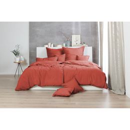 Primera Bettw&auml;sche &raquo;Renforce Stonewashed&laquo; 3 Stk. jedes Teil ein Unikat, gewaschene Used Optik rot Renforc&eacute;, Obermaterial: 100% Baumwolle B/L: 200cm x 200cm, 1