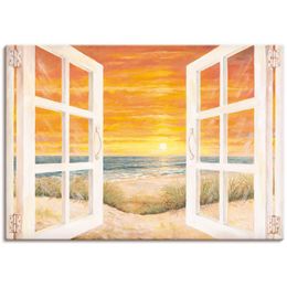 Artland Leinwandbild &raquo;Fenster zum Meer&laquo; Meer Bilder 1 Stk. tlg. auf Holzrahmen gespannt beige B/H/T: 100cm x 70cm, Leinwandbild Meer Bilder Querformat, 1 Stk.