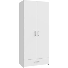 FORTE Kleiderschrank &raquo;Econobox&laquo; Dreht&uuml;renschrank, zeitloses Design mit alufarbigen Griffen. wei&szlig; Holzwerkstoff weiss, B/H/T: 79,7cm x 190,5cm x 54,4cm