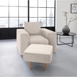 LOOKS by Wolfgang Joop Sessel &raquo;Looksv&laquo; Verwandlungssessel: aus Sessel wird Sessel mit Hocker beige Microflausch, 1 Hocker inklusive, B/H/T: 112cm x 