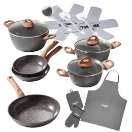 Stoneline Topf-Set &raquo;Stoneline 17-teiliges Koch-Set, mit Glasdeckeln&laquo; Set, 17 tlg. tlg. Aluminium Keramik grau Einheitsgr&ouml;&szlig;e
