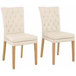 Home Affaire Esszimmerstuhl &raquo;Colorado&laquo; (Set) 2 Stk.Beine in eiche oder nussbaum. Im 2er, 4er oder 6er-Set beige Kunstleder;Microfaser B/H/T: 46cm x 