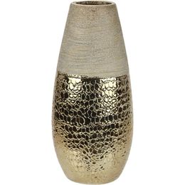 I.GE.A. Dekovase &raquo;Blumenvase&laquo; Dekovase Zylindervase silber wei&szlig; gl&auml;nzend Blumenvase Modern Tischvase braun Keramik B/H/T: 14cm x 31cm