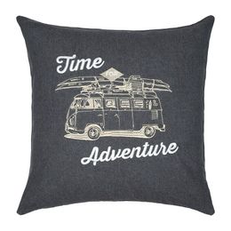 Pad Dekokissen &raquo;ADVENTURE&laquo; 100% Baumwolle grau Baumwolle B/L: 45cm x 45cm, 1 Stk.
