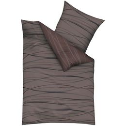 Kaeppel Wendebettw&auml;sche &raquo;MOTION 100% gek&auml;mmte Baumwolle&laquo; 2 Stk. mit feinen Wellenlinien, Markenrei&szlig;verschluss, Wendeoptik braun Mako-Satin, Obermaterial: 100%