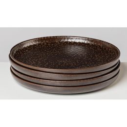 gipfelst&uuml;ck Speiseteller &raquo;Teller Set, Glockenklang&laquo; Scandi-Style, gl&auml;nzende Reaktivglasur, jedes St&uuml;ck ein Unikat braun Steinzeug 28cm