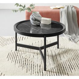 OTTO home Couchtisch &raquo;Sapphira&laquo; mit einer Keramiktischplatte, schwarzes Metallgestell, Breite 80 cm schwarz MDF;metal;ceramic B/H/T: 74,5cm x 44cm x 