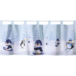 Weckbrodt-Gardinen Scheibengardine &raquo;Comic-Pinguine&laquo; Schlaufen 1 Stk. tlg. Microsatin, blickdicht, bedruckt, HxB 45x120cm, Gardine, Store bunt Microfaser, Polyester 45cm,