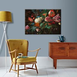 Art for the home Leinwandbild &raquo;Vase of Flowers, Ausschnitt, Jan Davidsz de Heem&laquo; Art Blumen Blumen in einer Vase 70 x 100 cm bunt Leinwand B/H/T: 