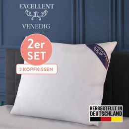 EXCELLENT Kopfkissen &raquo;Venedig, Kuschel- oder Kopfkissen 1-tlg. oder 2 -tlg.&laquo; F&uuml;llung: 85% Federn / 15% Daunen Spar-Set, 2 Kopfkissen, 2 Stk. tlg. Deko- oder 