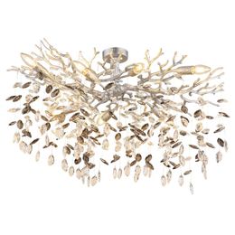 Globo LIGHTING Deckenleuchte &raquo;QUEENA&laquo; E14 1 Stk. Deckenleuchte Silber, Glaskristalle Rauch/Klar, Flexo, E14 silber 7, H: 50cm, 1 Stk.