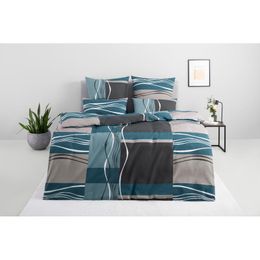 OTTO home Bettw&auml;sche &raquo;Kelian&laquo; 3 in verschiedenen Qualit&auml;ten, gemusterte Bettw&auml;sche blau Linon, Obermaterial: 100% Baumwolle B/L: 200cm x 200cm, 1 Stk.