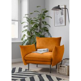 OTTO home Sessel &raquo;Stine Cocktailsessel&laquo; Besonderes Design durch Kissenoptik und Keder gold Struktur (100% Polyester);Struktur weich (85% Polyester/15%