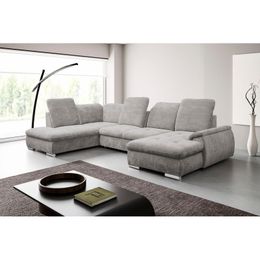 WERK2 Wohnlandschaft &raquo;Pula, modern, funktionell und gem&uuml;tlich&laquo; verstellbare Kopfteile, mit Schlaffunktion und Bettkasten grau 100% Polyester B/H/T: 