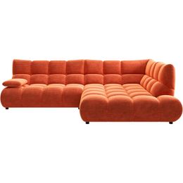 Home Affaire Ecksofa &raquo;Cozy Bubble, mit klappbarer Armlehne, Breite 289 cm&laquo; mit eleganter Steppung, Rundumbezug & weicher Polsterung orange 100% 