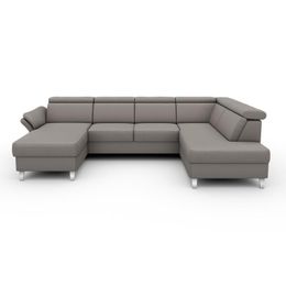 Sit & More sit&more Wohnlandschaft &raquo;Vincenzo U-Form&laquo; inklusive Kopfteilverstellung, optional Schlaffunktion & Bettkasten grau B/H/T: 317cm x 84cm x 93cm, Luxus-